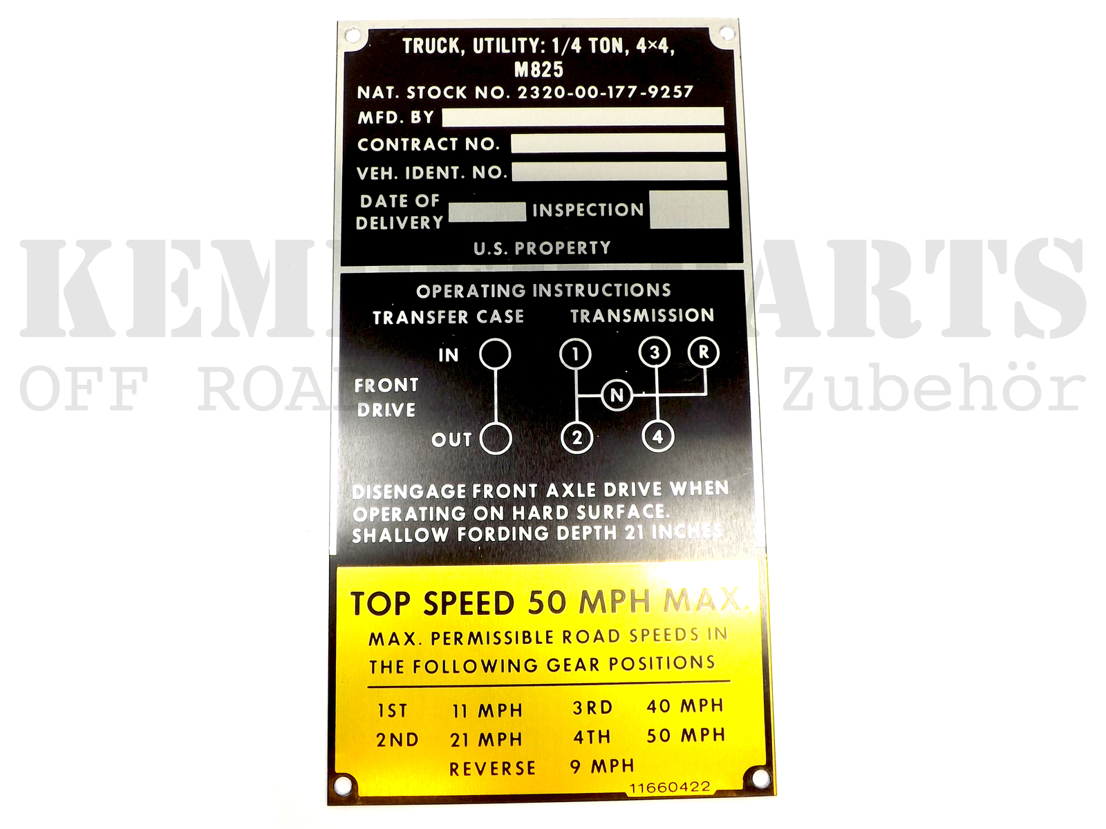 M151 Data Plate M825 | Sticker / Labeling / Type Plates | FORD MUTT ...